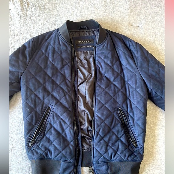 Zara | Jackets & Coats | Zara Man Velvet Bomber Jacket Color Deep Blue ...
